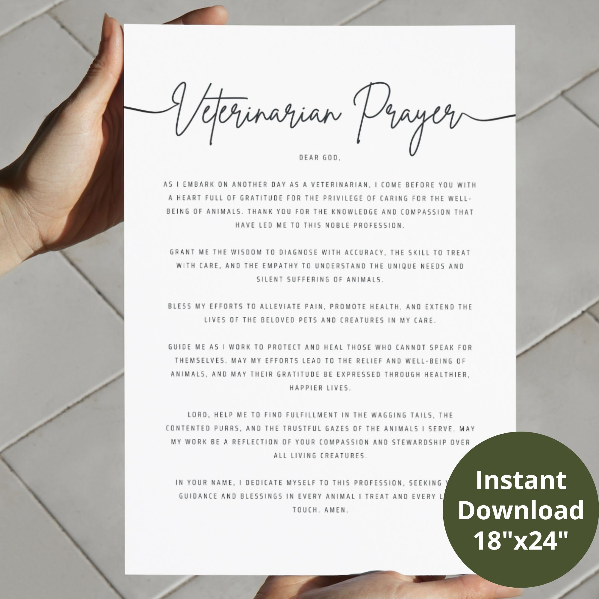 Veterinarian Prayer Wall Art Printable Christian Home or - Etsy