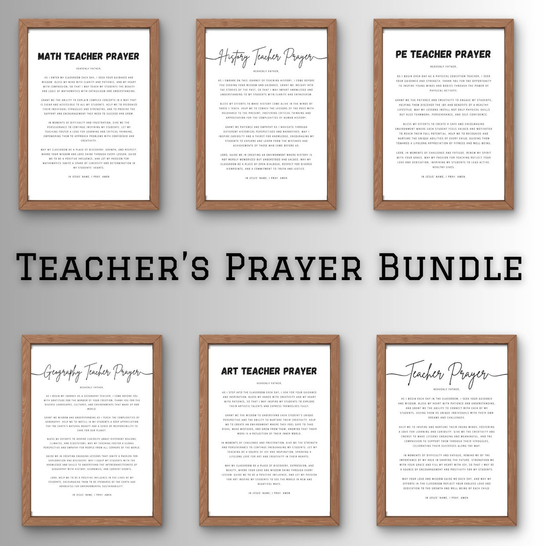 Teacher's Prayer Wall Art Printable Back to School Gift Set Teacher ...