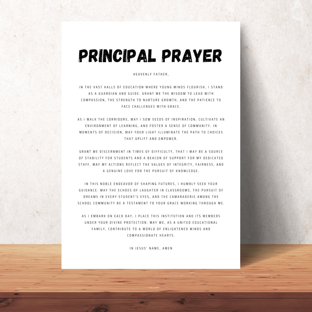 Principal Prayer Printable Wall Art Christian Principal's Office Decor ...