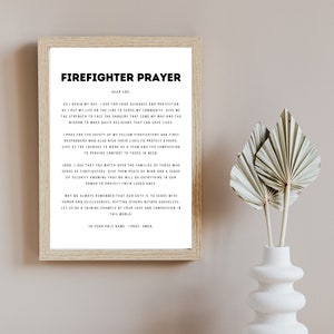 Firefighter Prayer Printable Wall Art Modern Christian Art Firefighter ...