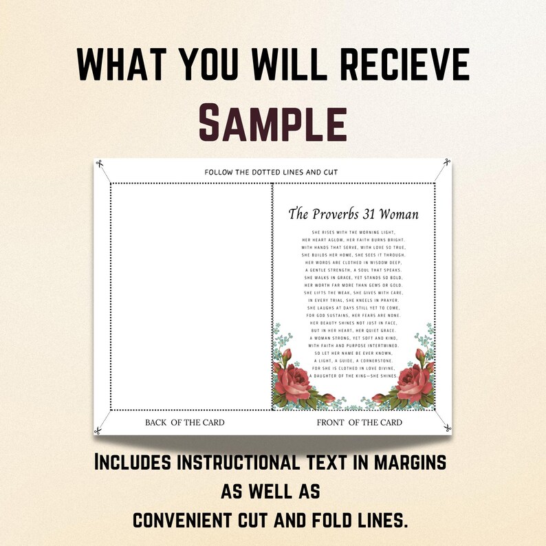 Proverbs 31 Woman Christian Printable Card Scripture Poem for Her ...