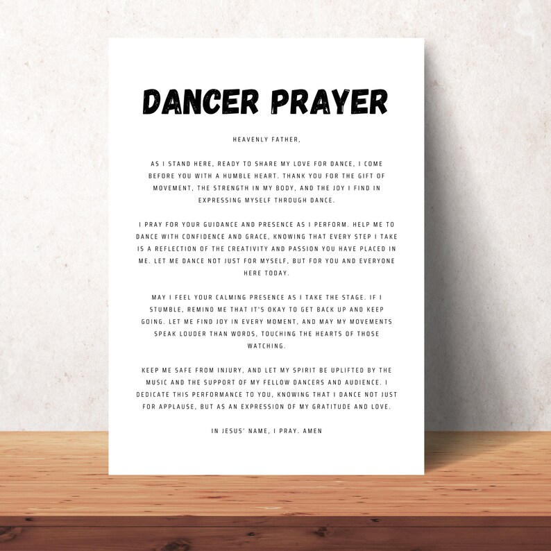 Dancer Prayer Printable Wall Art Prints Studio Decor Christian Poster ...