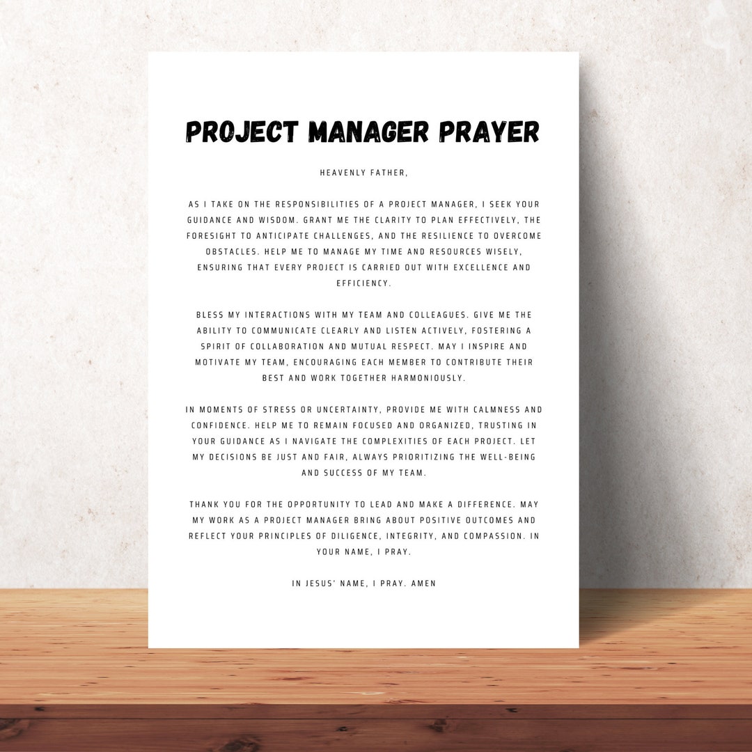 Project Manager Prayer Poster Printable Project Manager Gift Christian ...