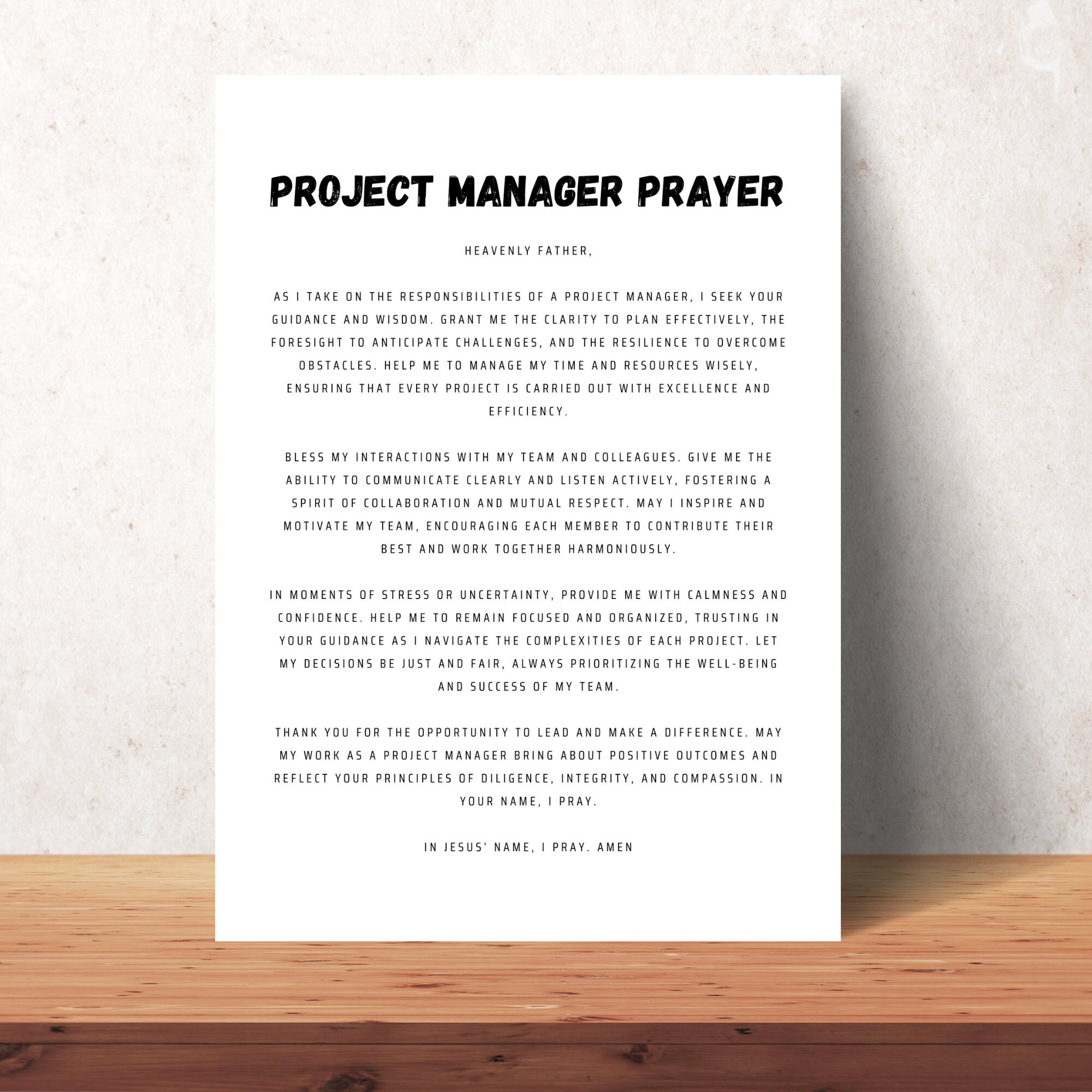 Project Manager Prayer Poster Printable Project Manager Gift Christian ...