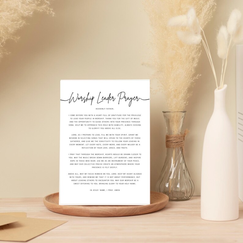 Worship Leader Printable Prayer Wall Art Christian Church Office Decor ...