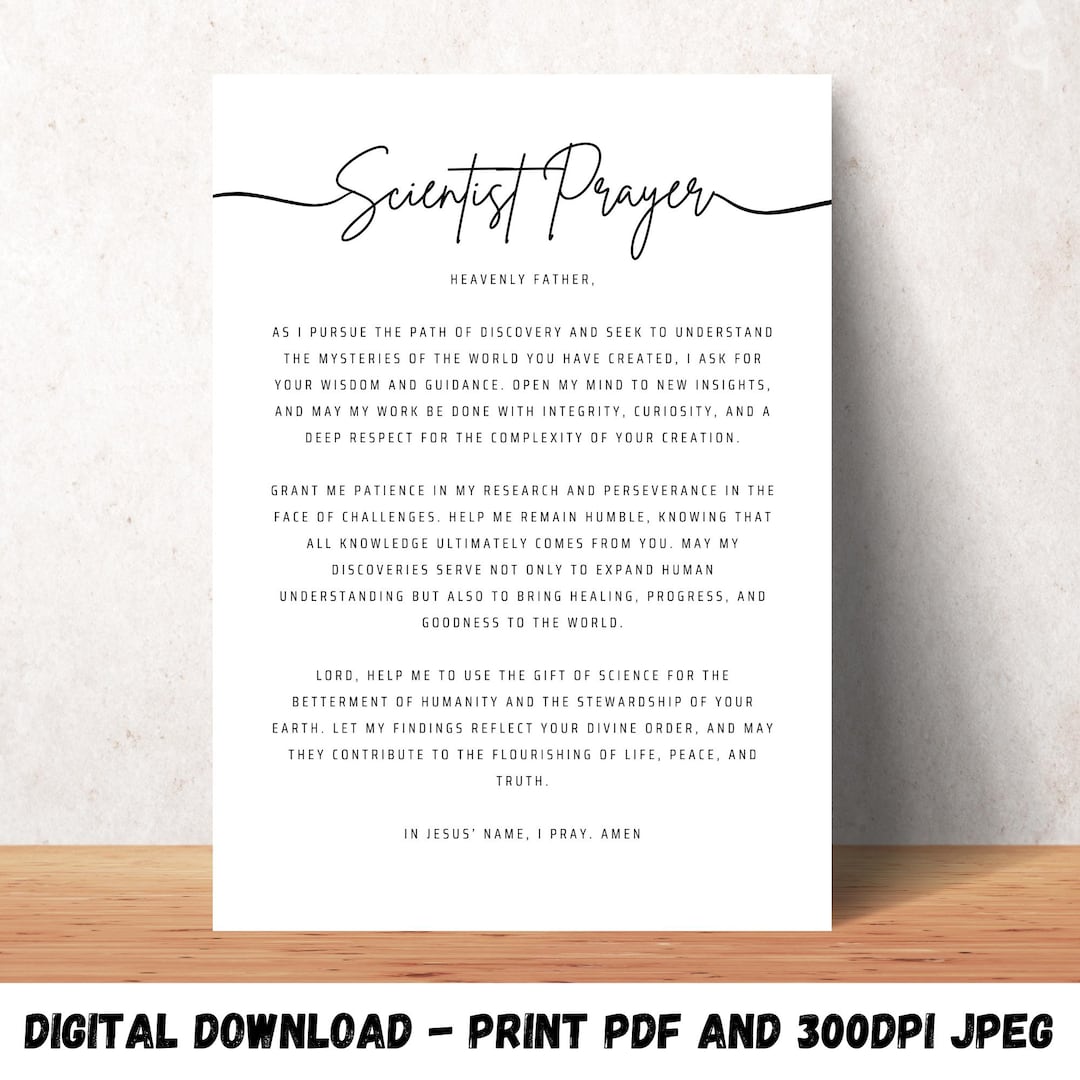 Scientist Prayer Wall Art Printable Christian Poster Scientist Office ...