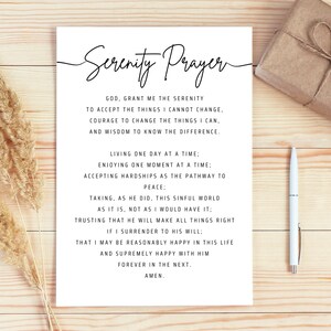 Serenity Prayer Wall Art Printable Christian Serenity Prayer Home Decor ...