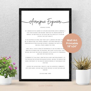 Aerospace Engineer Prayer Wall Art Printable Christian Decor Digital ...