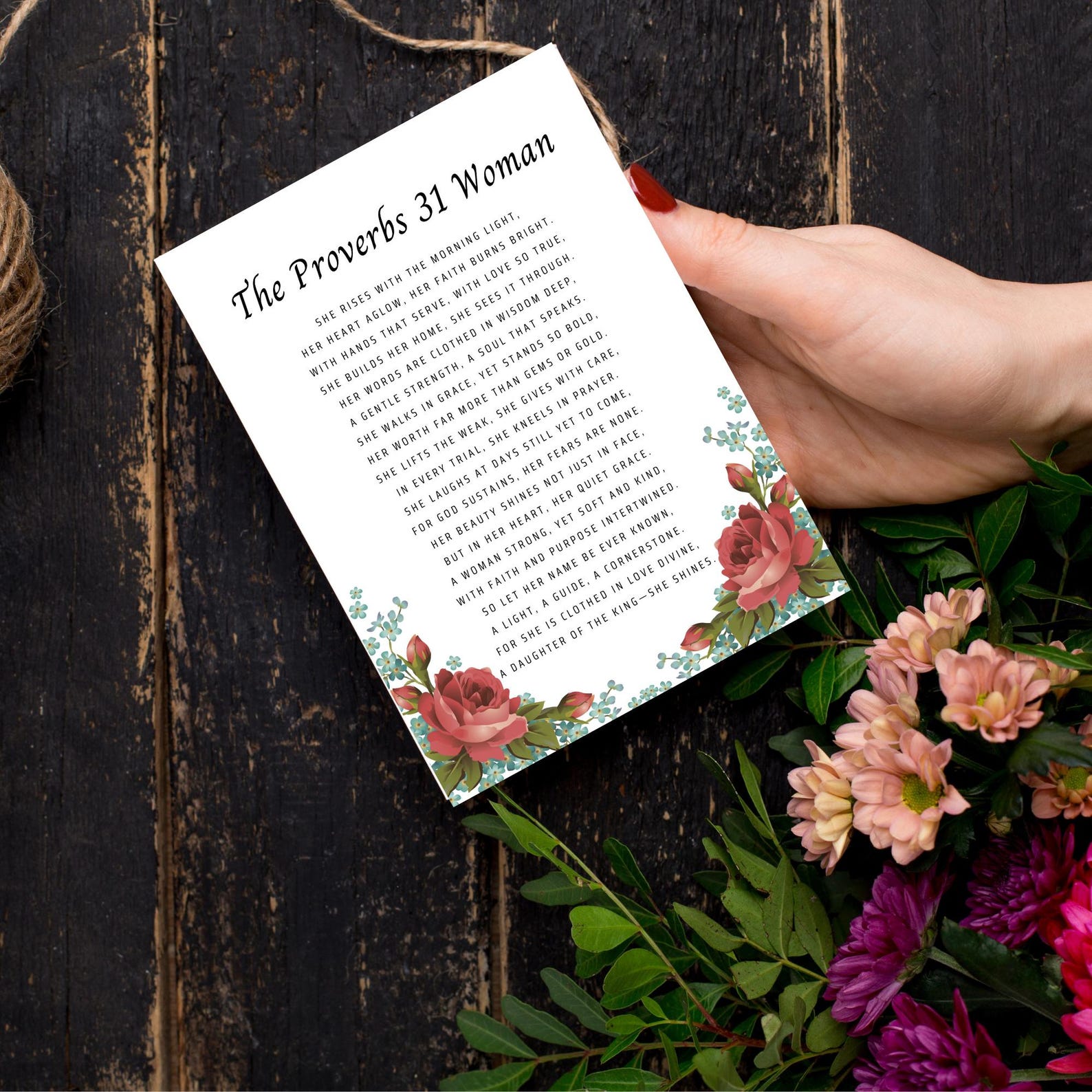 Proverbs 31 Woman Poem Printable Christian Wall Art Gift for Mom Faith ...