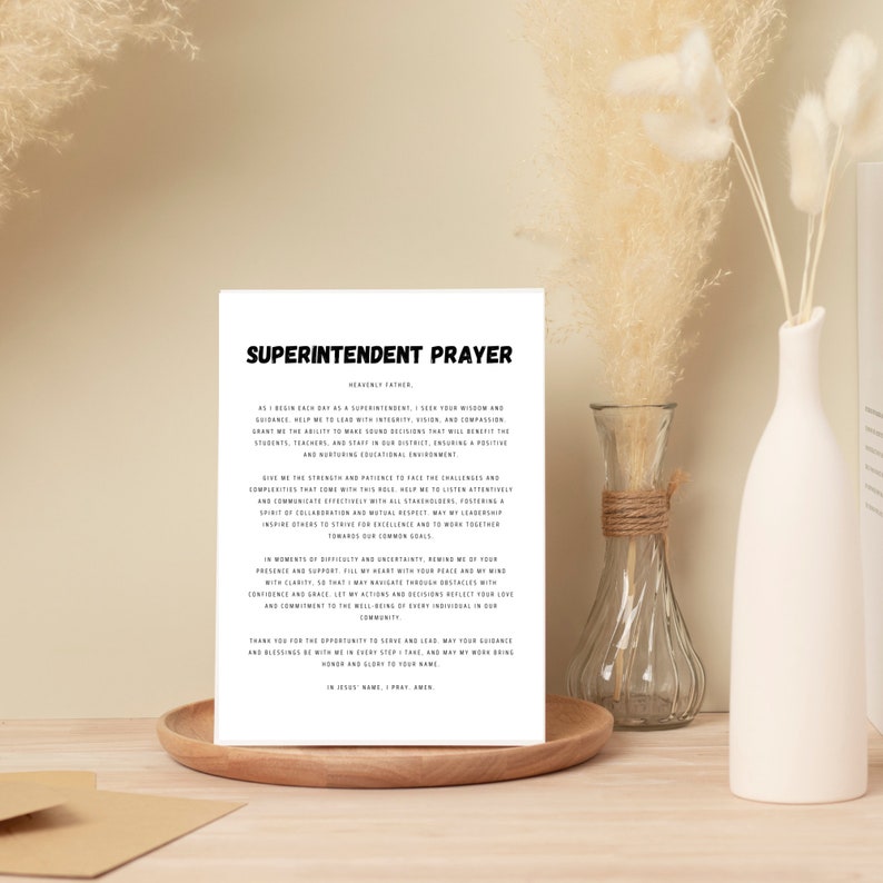 Superintendent Prayer Wall Art Printable Christian School Office Decor ...