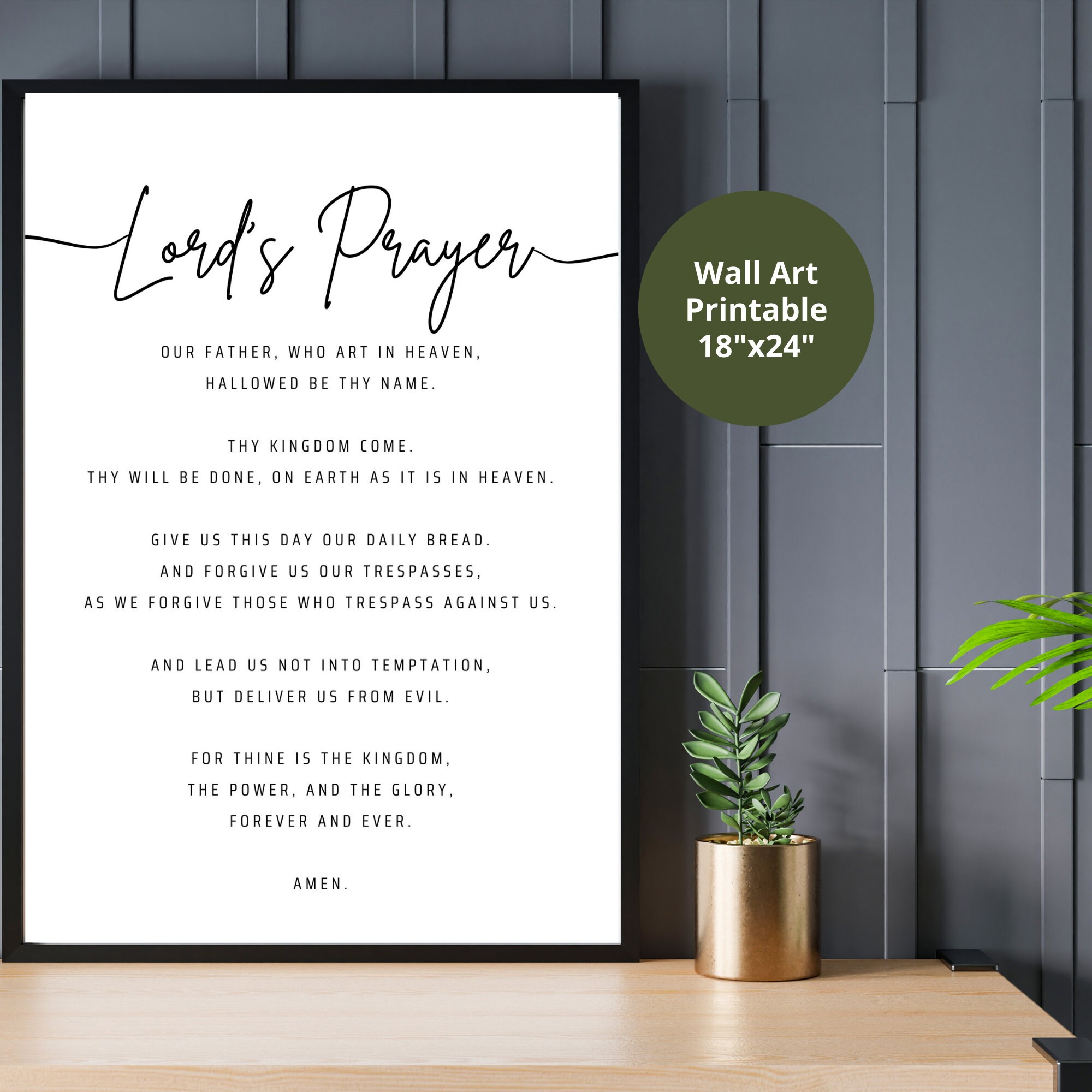 Lord's Prayer Printable Wall Art Home Decor Christian Poster Print ...