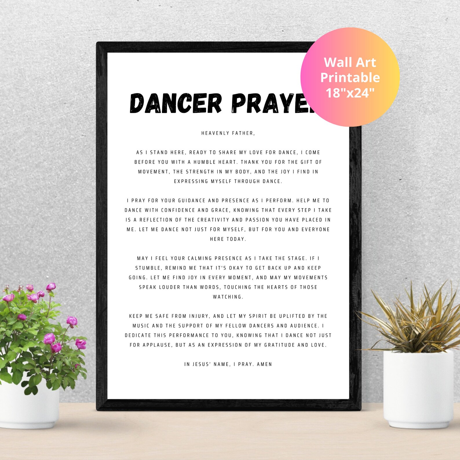 Dancer Prayer Printable Wall Art Prints Studio Decor Christian Poster ...