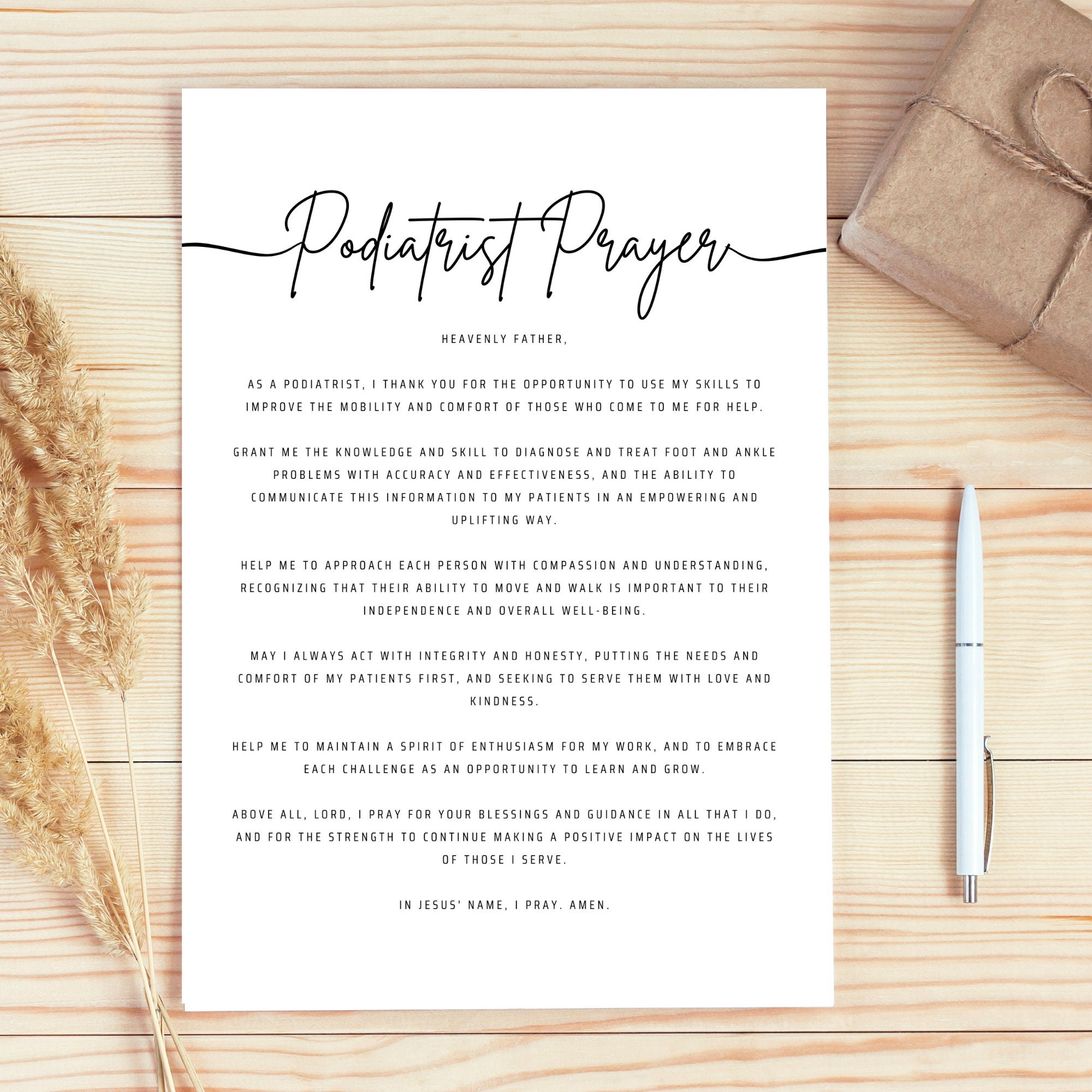 Podiatrist Prayer Wall Art Printable Christian Podiatrist Office Decor ...