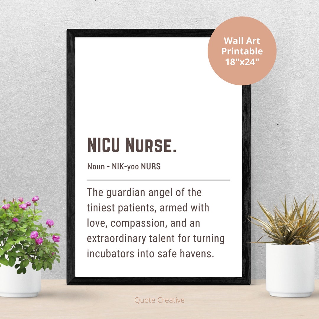 NICU Nurse Definition Print Minimal Office Wall Art Printable Poster ...