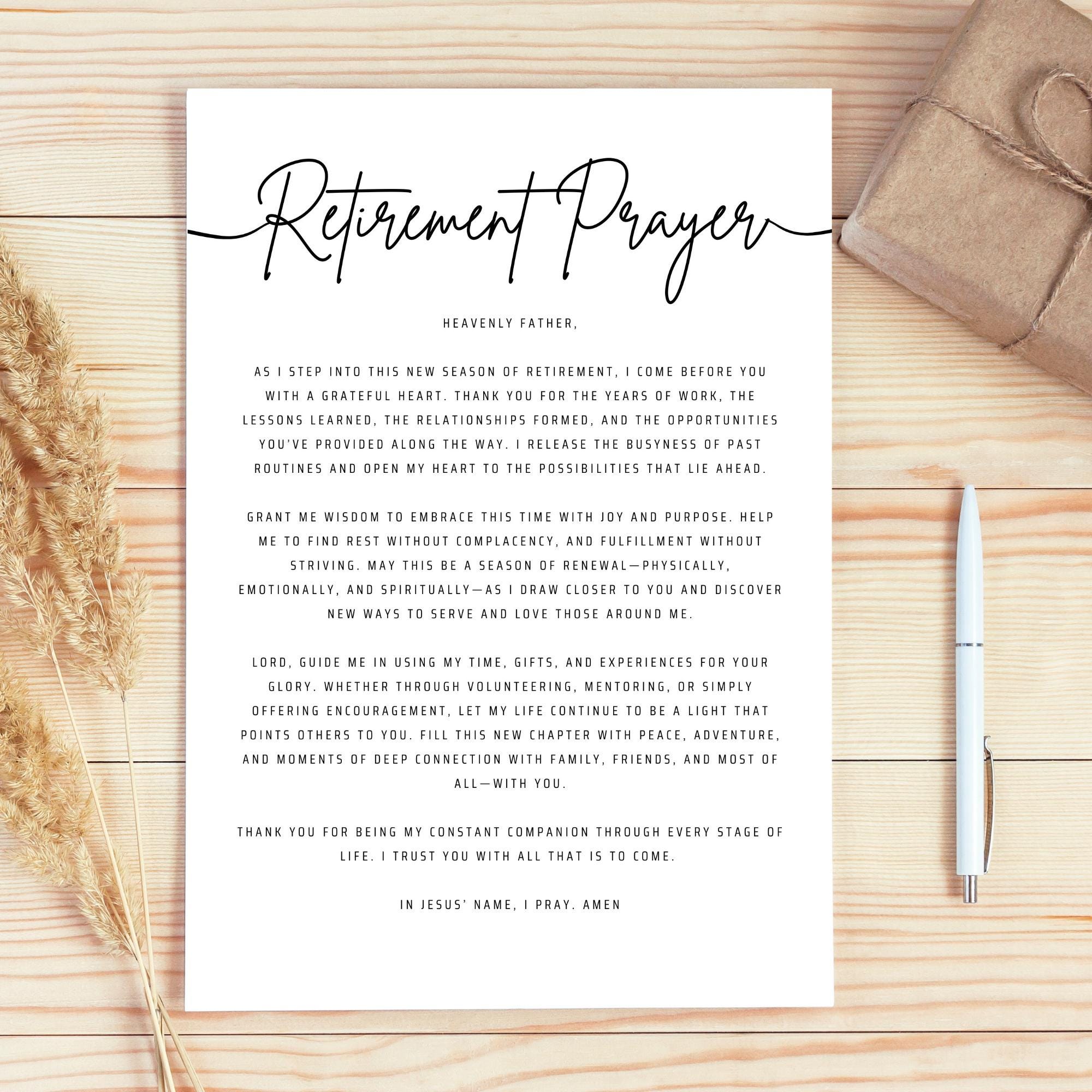 Retirement Prayer Printable Wall Art Christian Digital Print Gift for ...