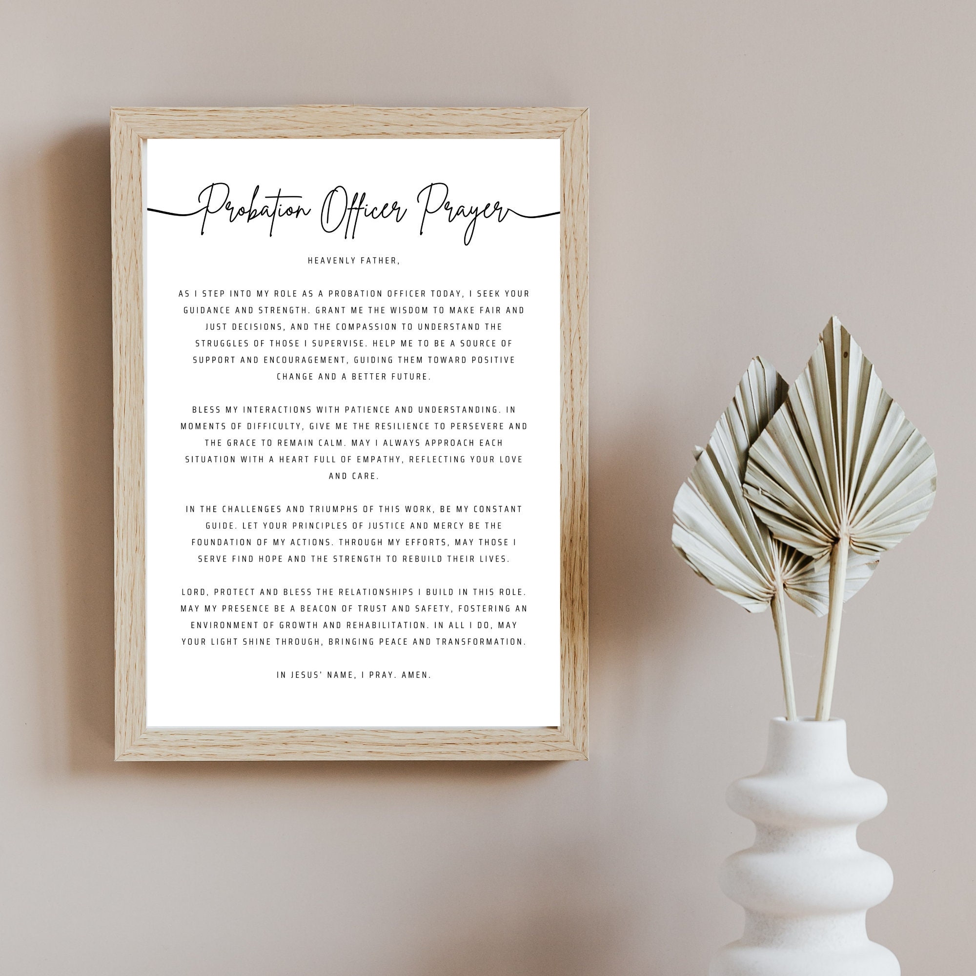 Probation Officer Prayer Wall Art Printable Christian Probation Officer ...