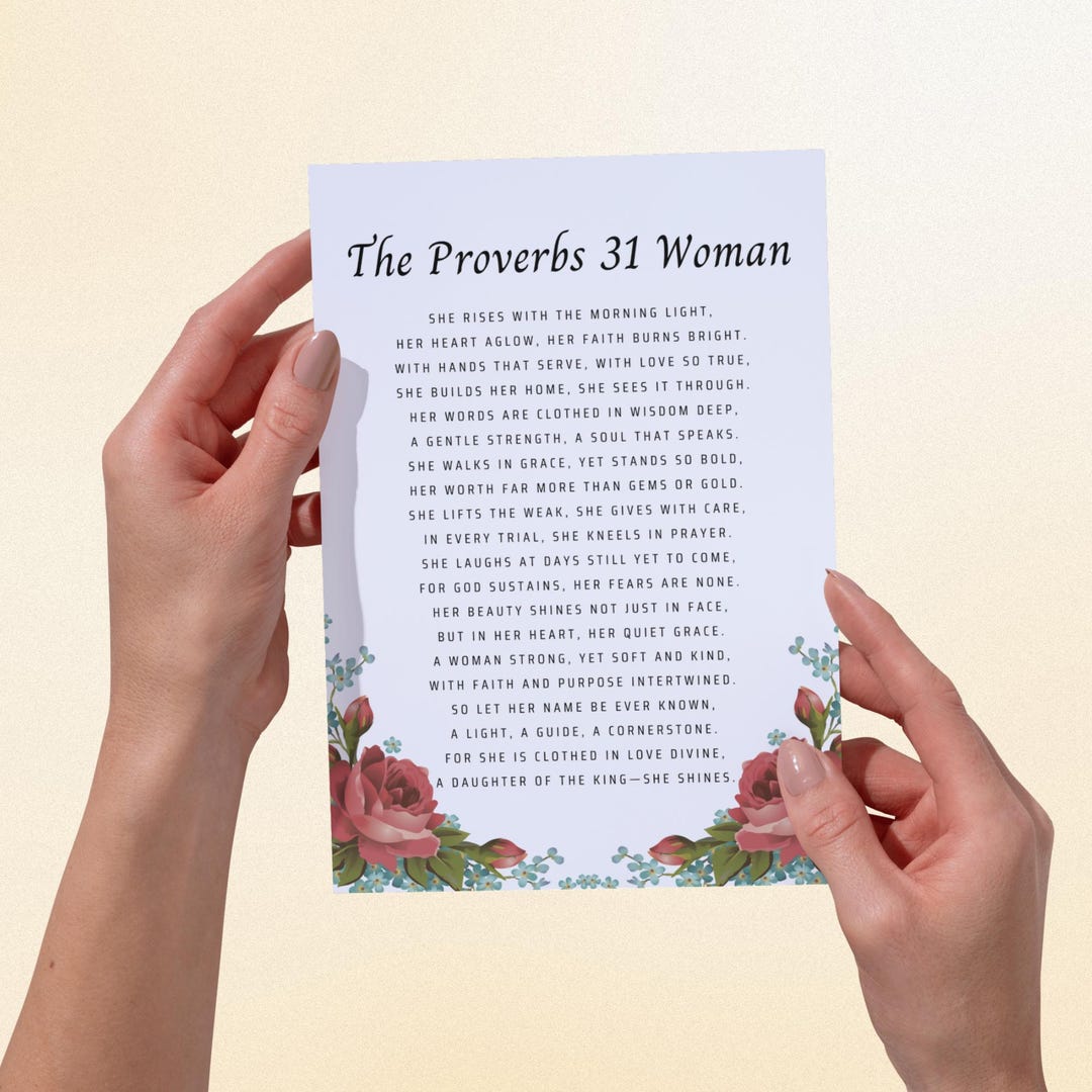 Proverbs 31 Woman Christian Printable Card Scripture Poem for Her ...
