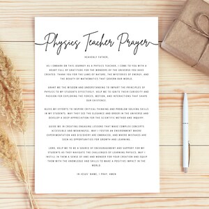 Physics Teacher Prayer Wall Art Christian Physics Teacher Gift School ...