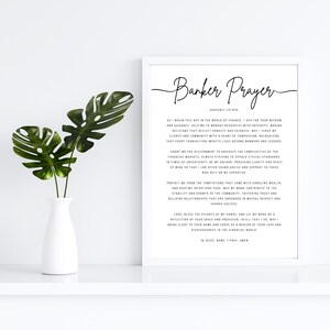 Banker Prayer Printable Wall Art Banking Office Decor Christian Banker ...