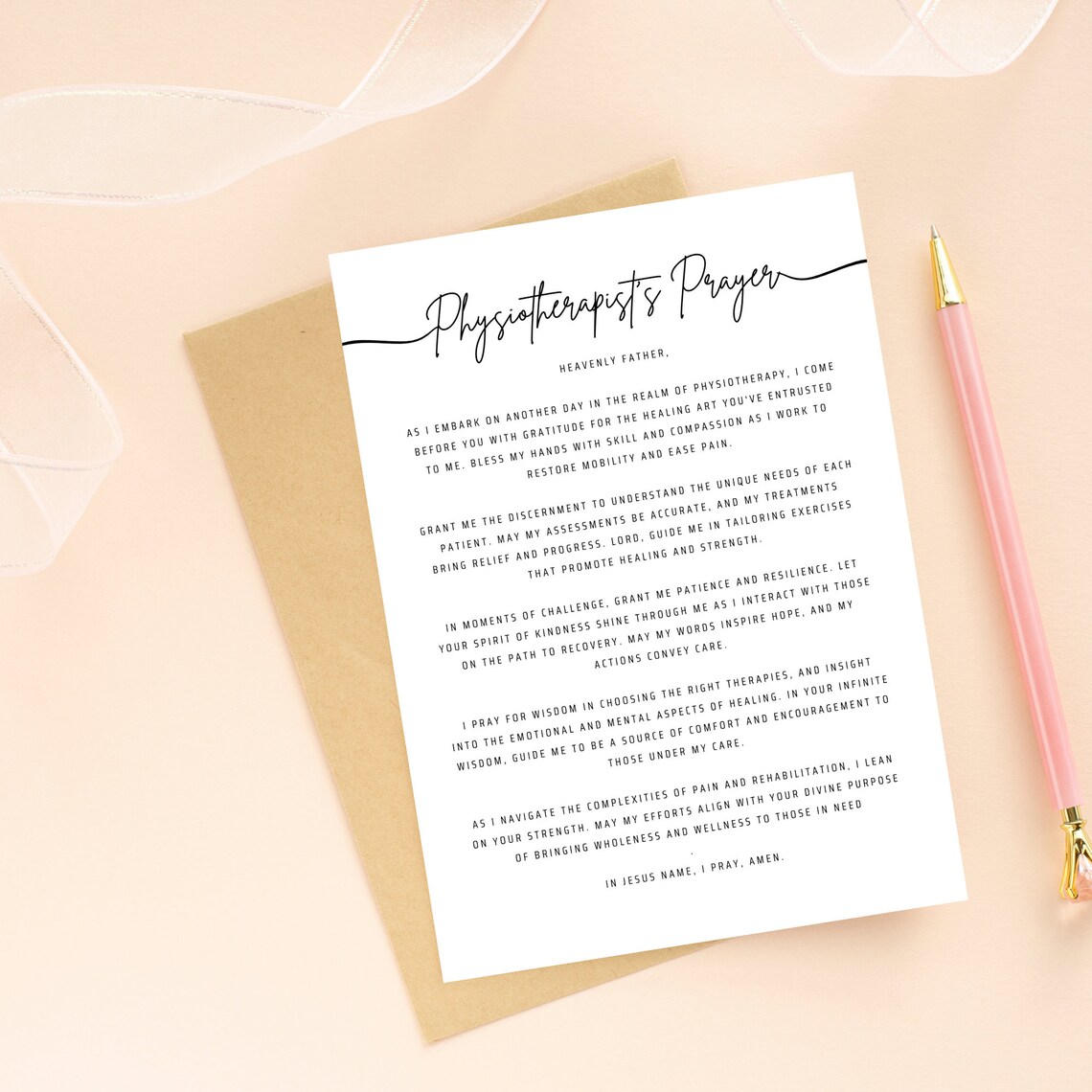 Physiotherapist Prayer Wall Art Printable Christian Physio Office Decor ...