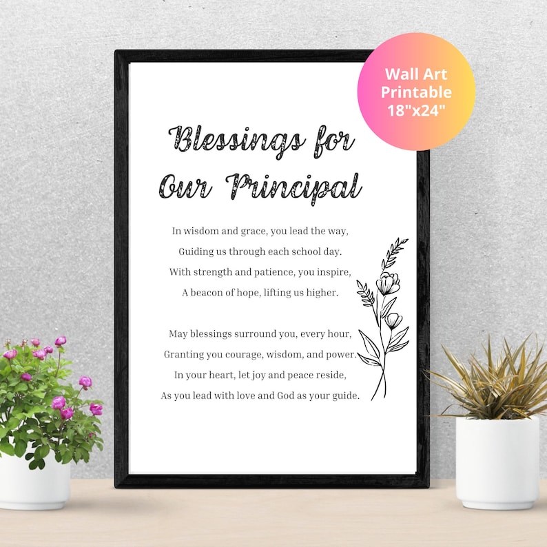Principal Printable Prayer Wall Art Printable Poem Christian Principal ...