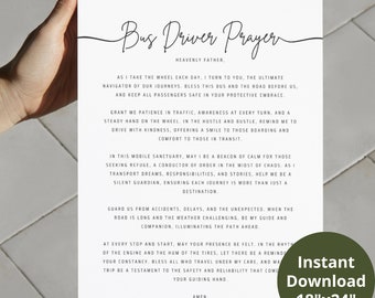 Bus Driver's Prayer 8x10 Printable, Instant Download, Bus Driver ...
