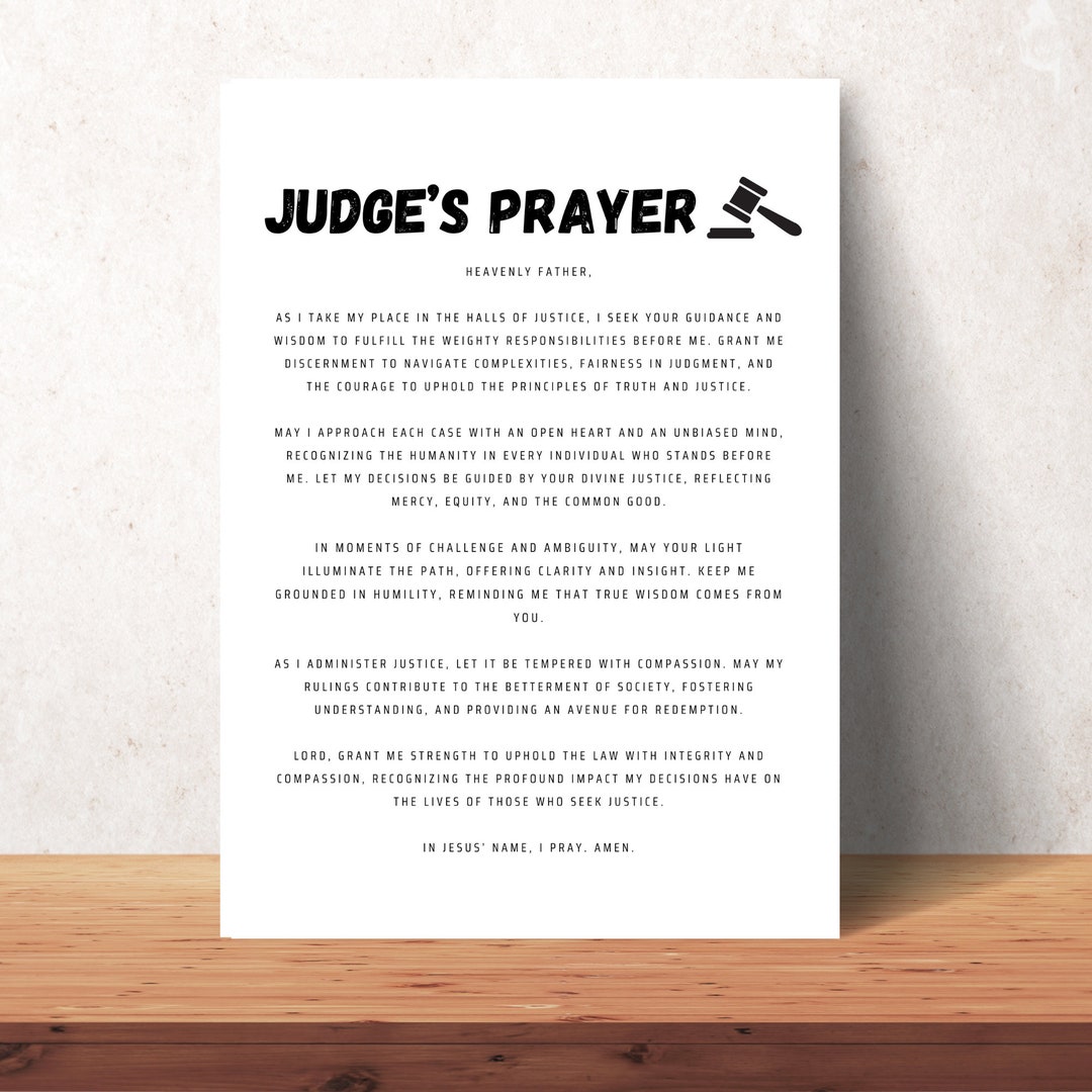 Judge Prayer Wall Art Printable Christian Judge's Office Decor Court ...