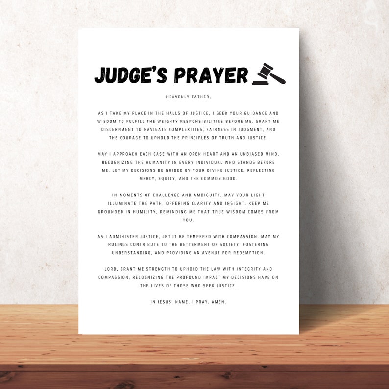 Judge Prayer Wall Art Christian Printable Legal Office Decor Gift for ...