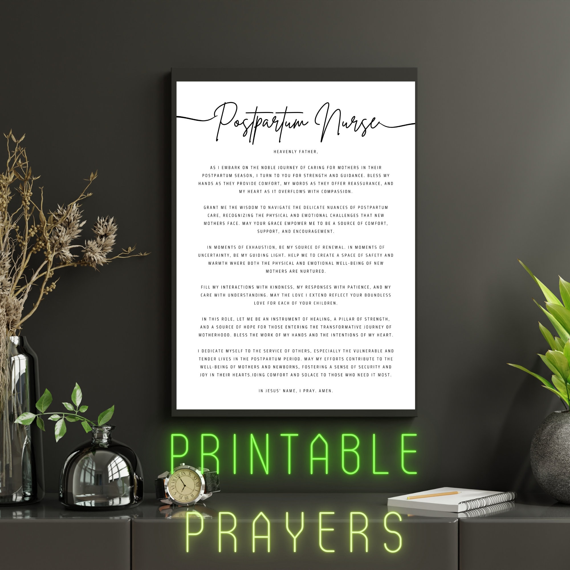 Postpartum Nurse Prayer Printable Wall Art Clinic Office Decor ...