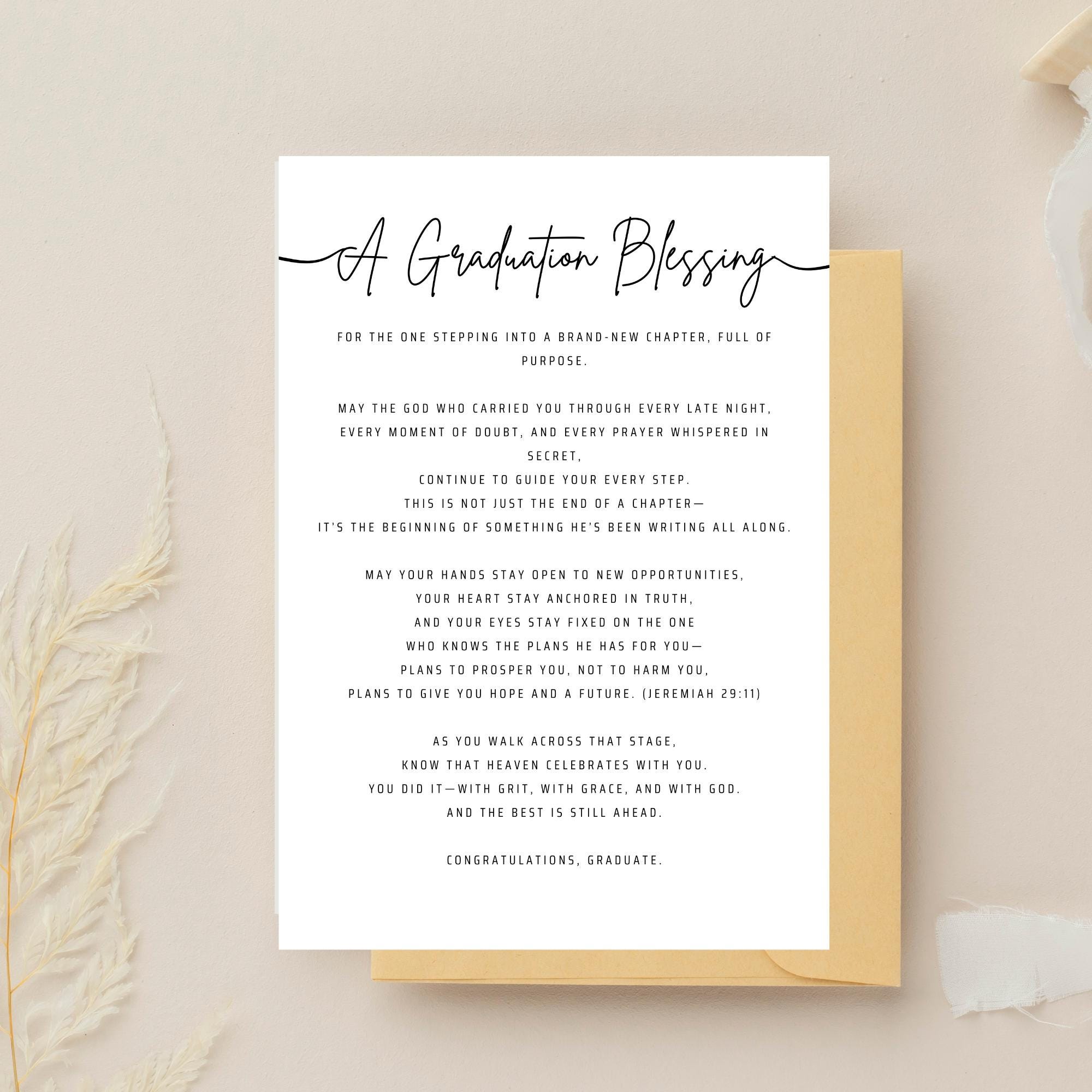 Christian Graduation Card Printable, Graduation Blessing Card ...