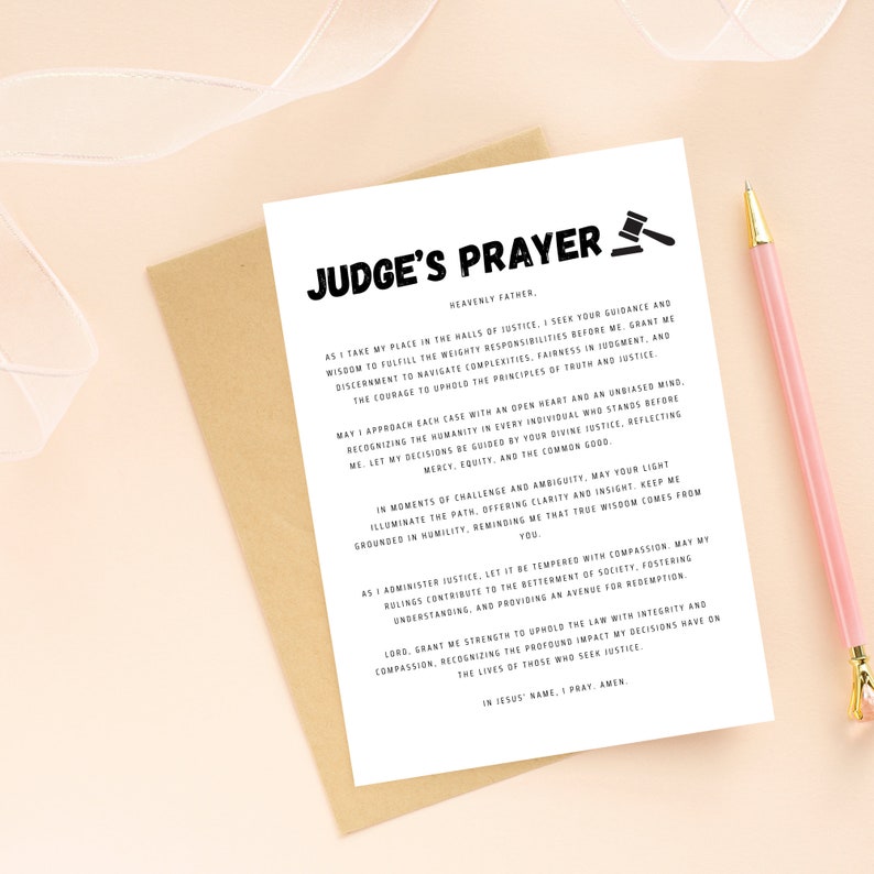 Judge Prayer Wall Art Printable Christian Judge's Office Decor Court ...