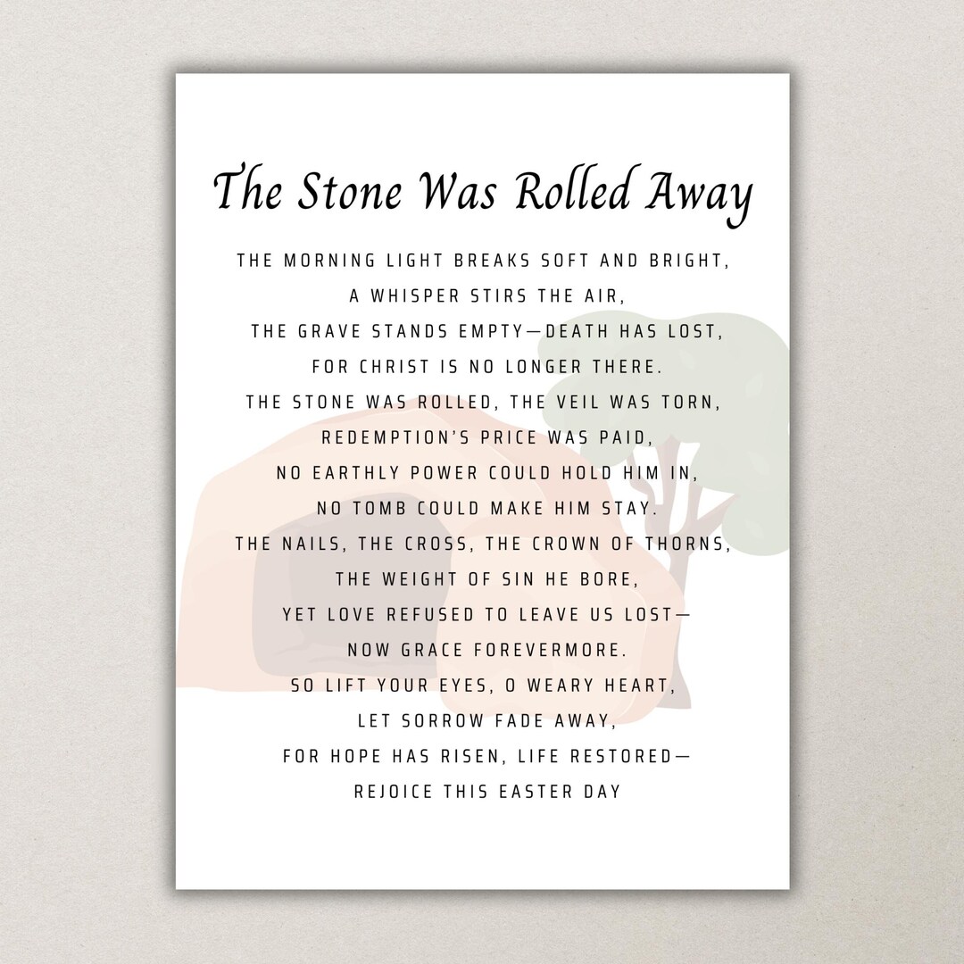 Easter Poem Printable Christian Resurrection Sunday Wall Art He is ...