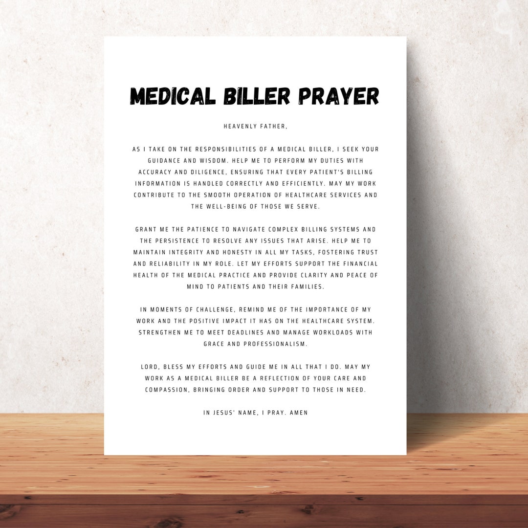 Medical Biller Prayer Printable Wall Art Christian Medical Billers ...