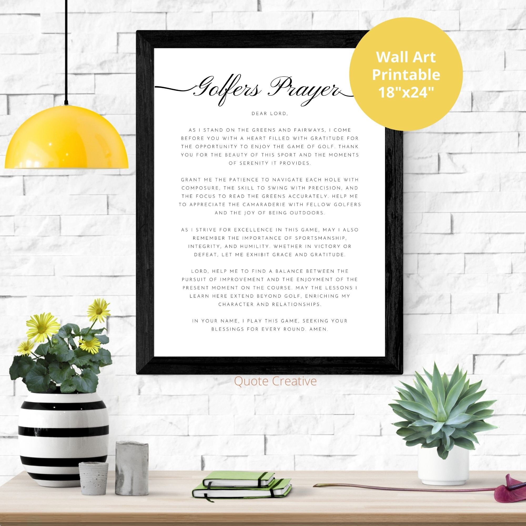 Golfers Prayer Wall Art Printable for Home or Office - Christian Poster ...