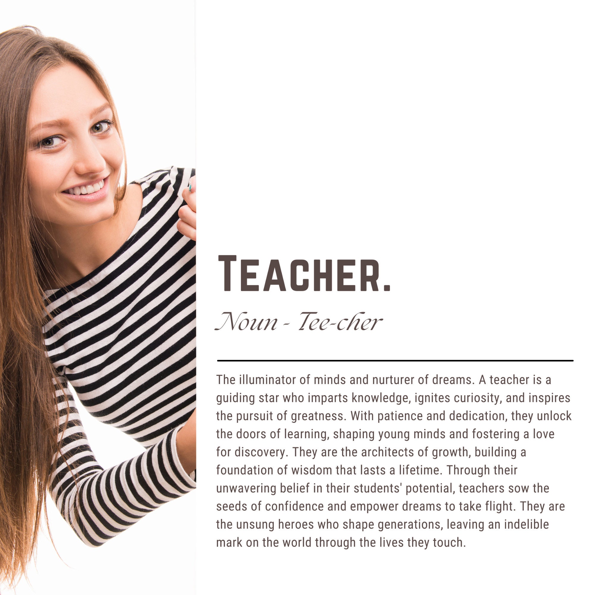 Teacher Definition Print Black & White Minimal Wall Art Best Teachers ...