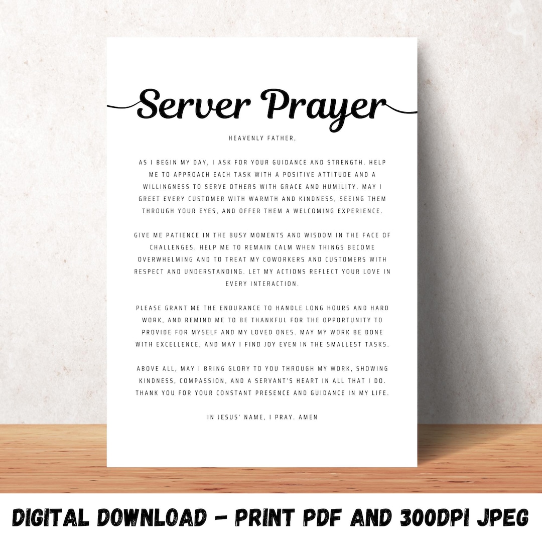 Server Prayer Wall Art Printable Christian Server Poster Decor for Home ...
