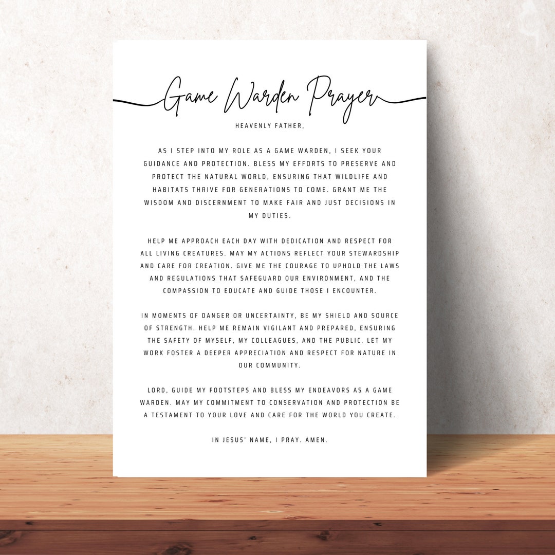 Game Warden Prayer Wall Art Printable Office Decor Christian Digital ...