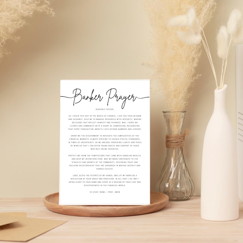 Banker Prayer Printable Wall Art Banking Office Decor Christian Banker ...
