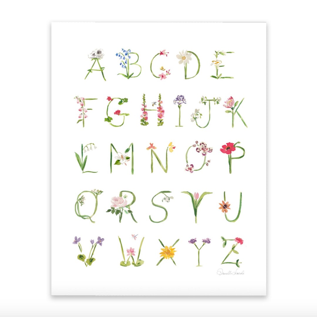 Floral Alphabet Print 11x14 Portrait Orientation - Etsy