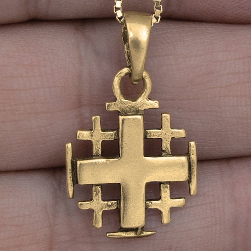 Jerusalem Cross Gold Pendant Jewish Gifts From Israel Crusader - Etsy
