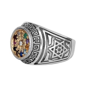 Large Signet Ring Kabbalah Colorful Stones Jewelry Jewish Ring Men Ring ...
