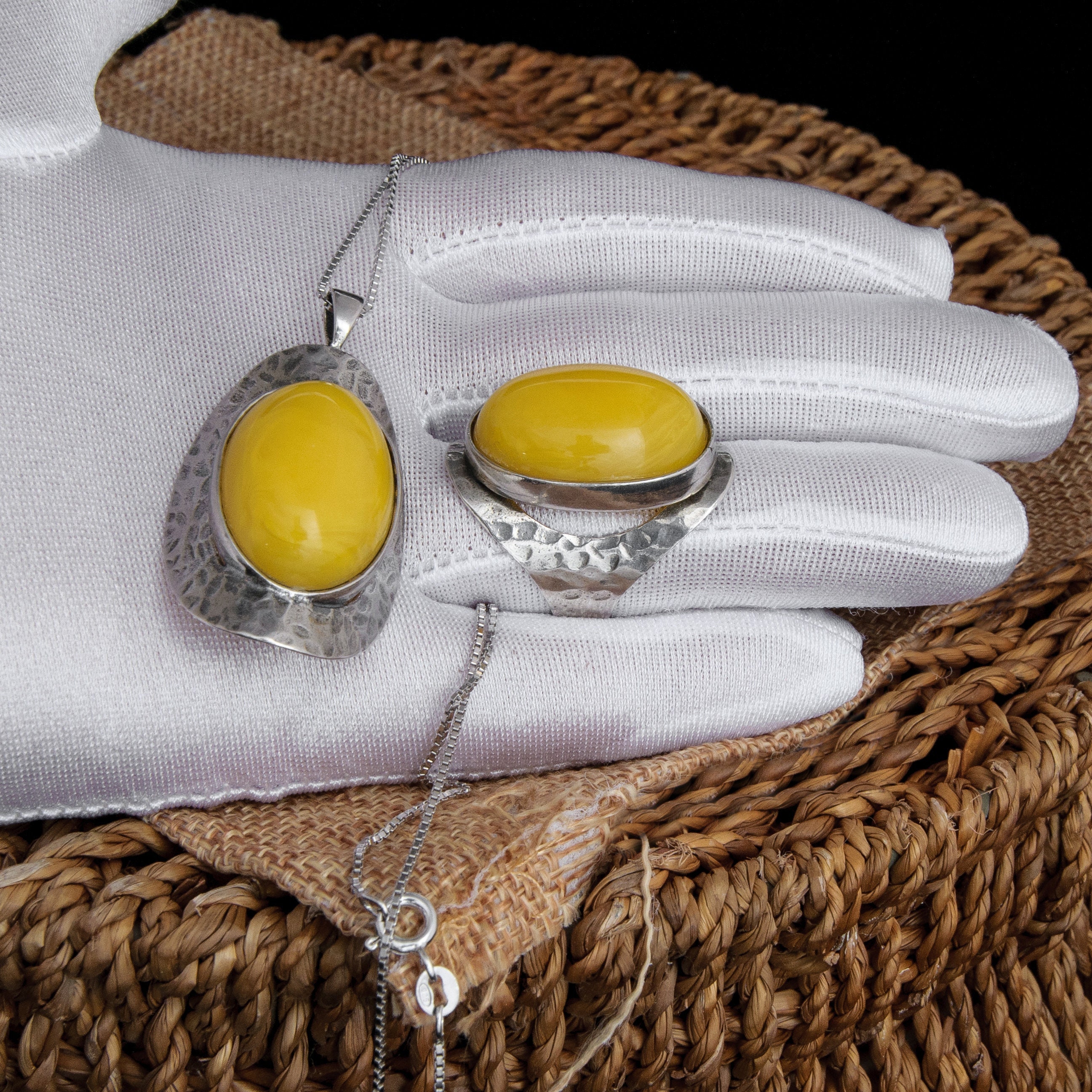 Large Yellow Amber Ring Yellow Amber Ring Men Amber Ring Sterling ...
