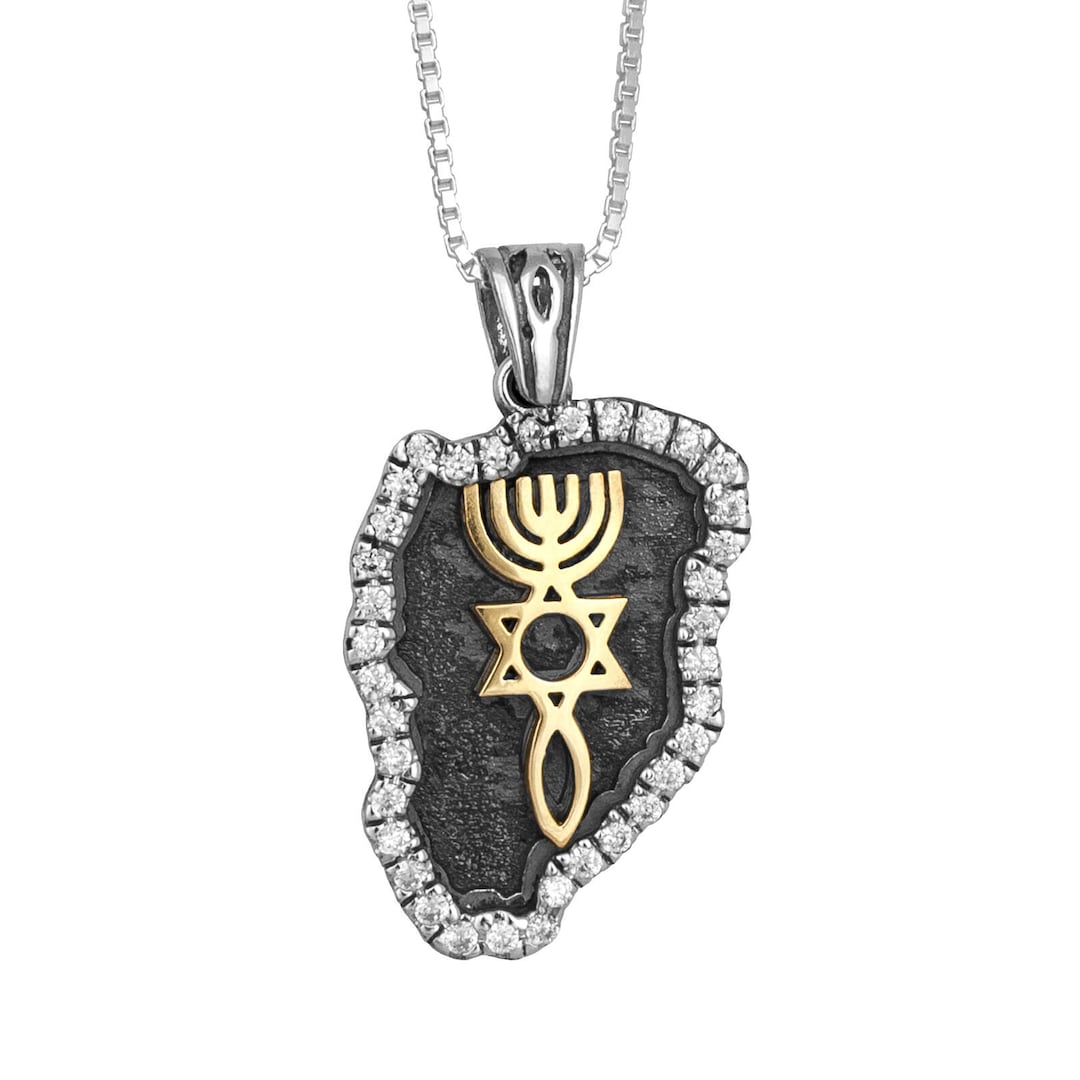Menorah Necklace Jewish Necklace Men Messianic Necklace Jewish Hannukah ...