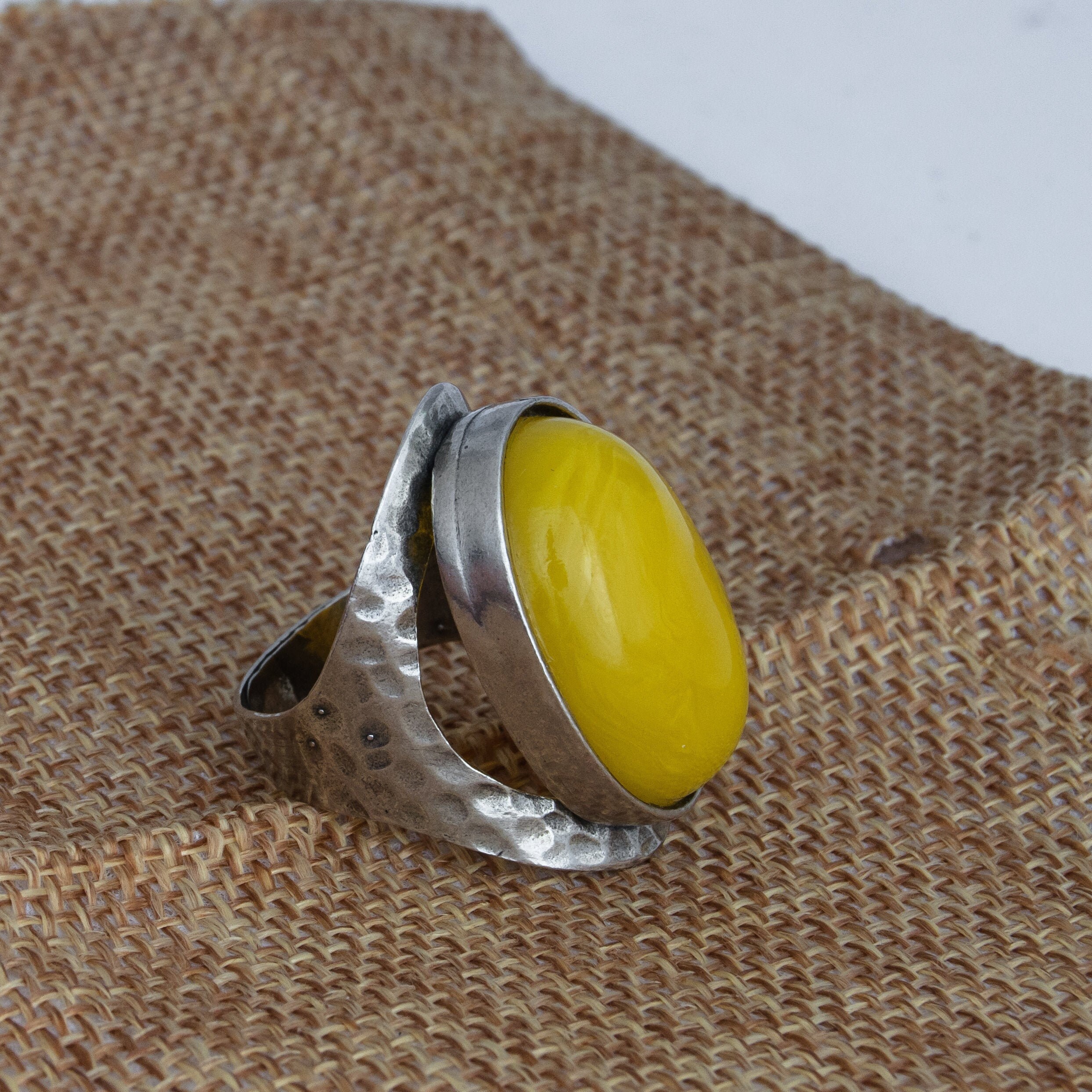Large Yellow Amber Ring Yellow Amber Ring Men Amber Ring Sterling ...