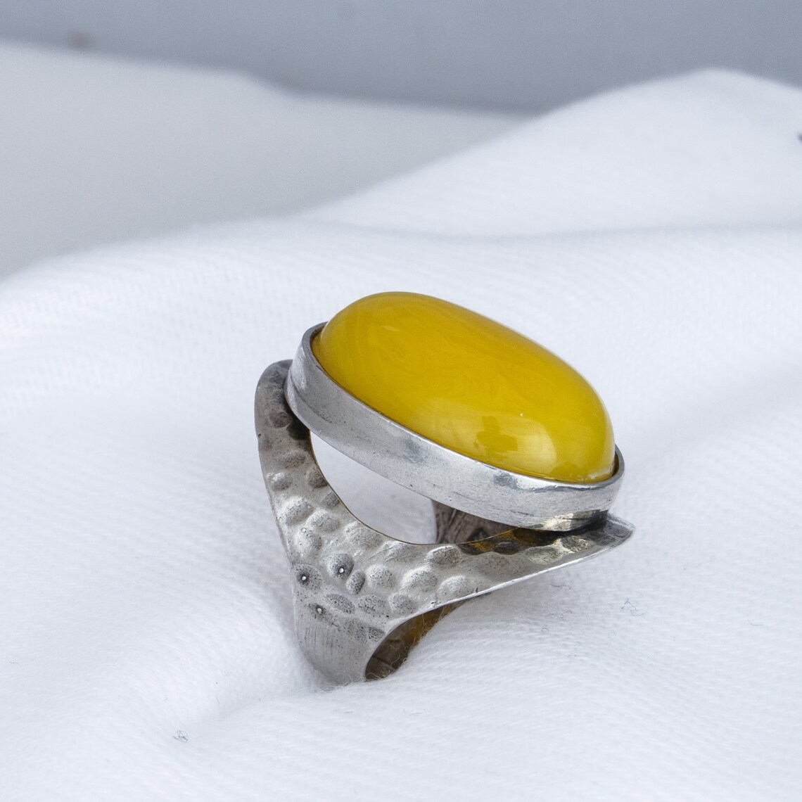 Large Yellow Amber Ring Yellow Amber Ring Men Amber Ring Sterling ...