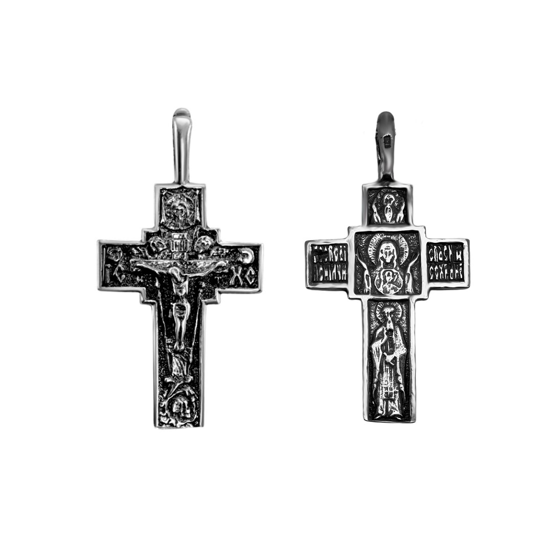 Large Sterling Silver Double-sided Orthodox Crucifix Cross W/ Jesus ...