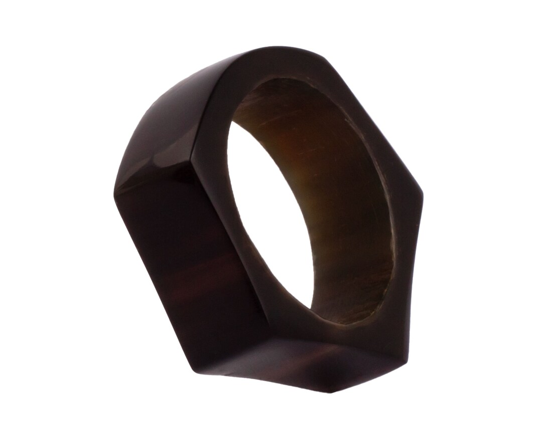 Pentagonal Oryx Horn Ring, Antelope Horn Shofar Israel Jewelry ...