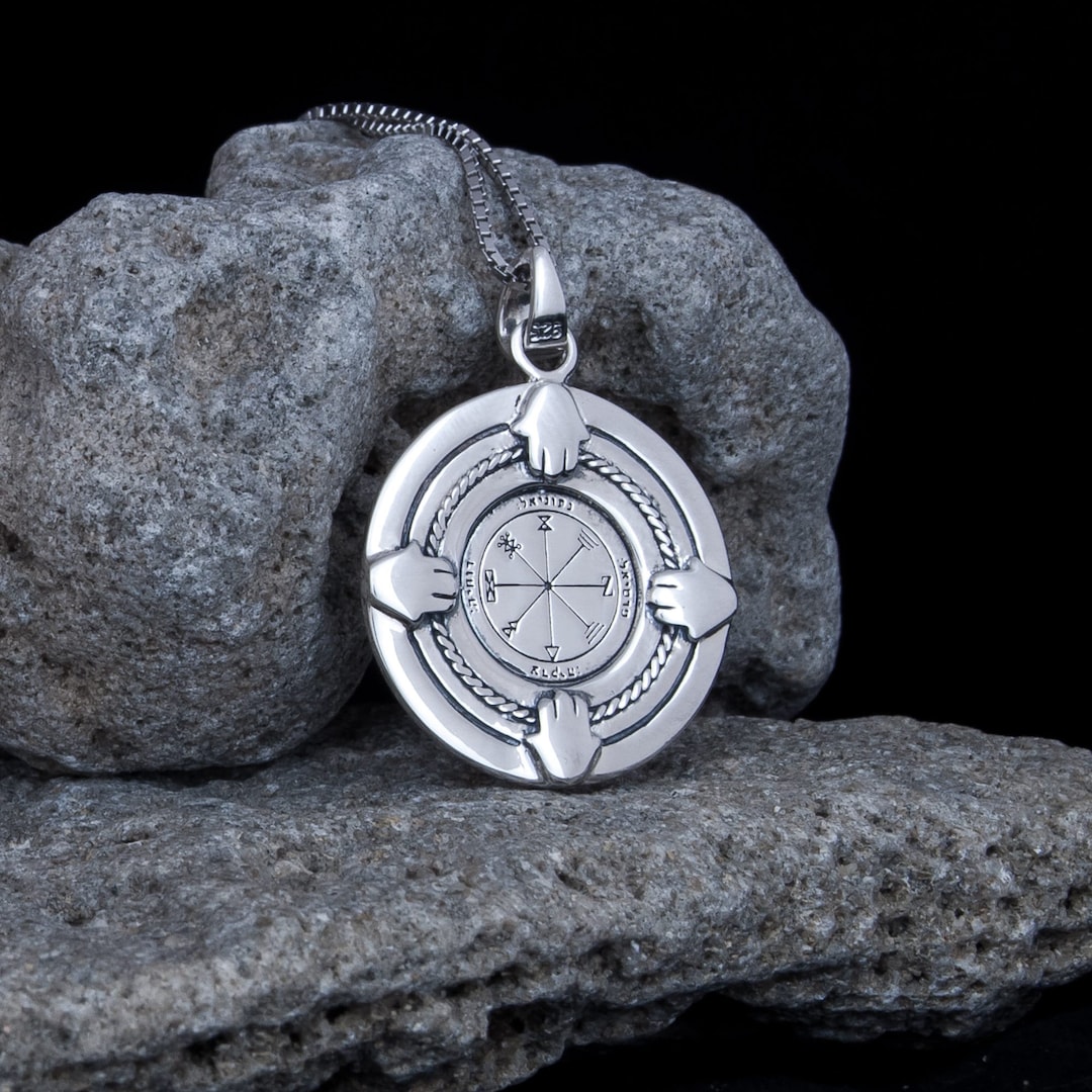 Seal of Solomon Wealth Amulet Pentagram Necklace Silver Money Amulet ...