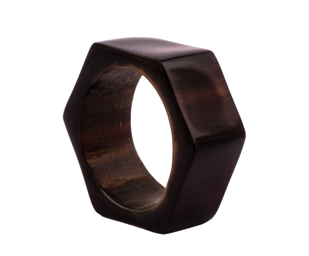 Hexagonal Smooth Oryx Horn Ring, Six-sided Antelope Horn Shofar Israel Jewelry, Available in ...