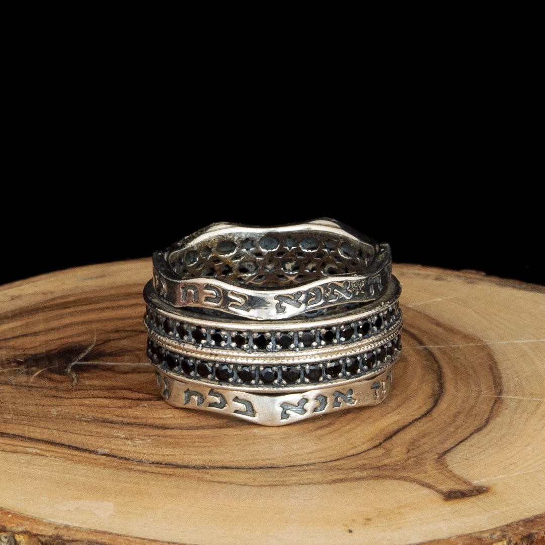 Jewish Spinner Rings for Men Black Onyx Ring Sterling Silver Judaica ...